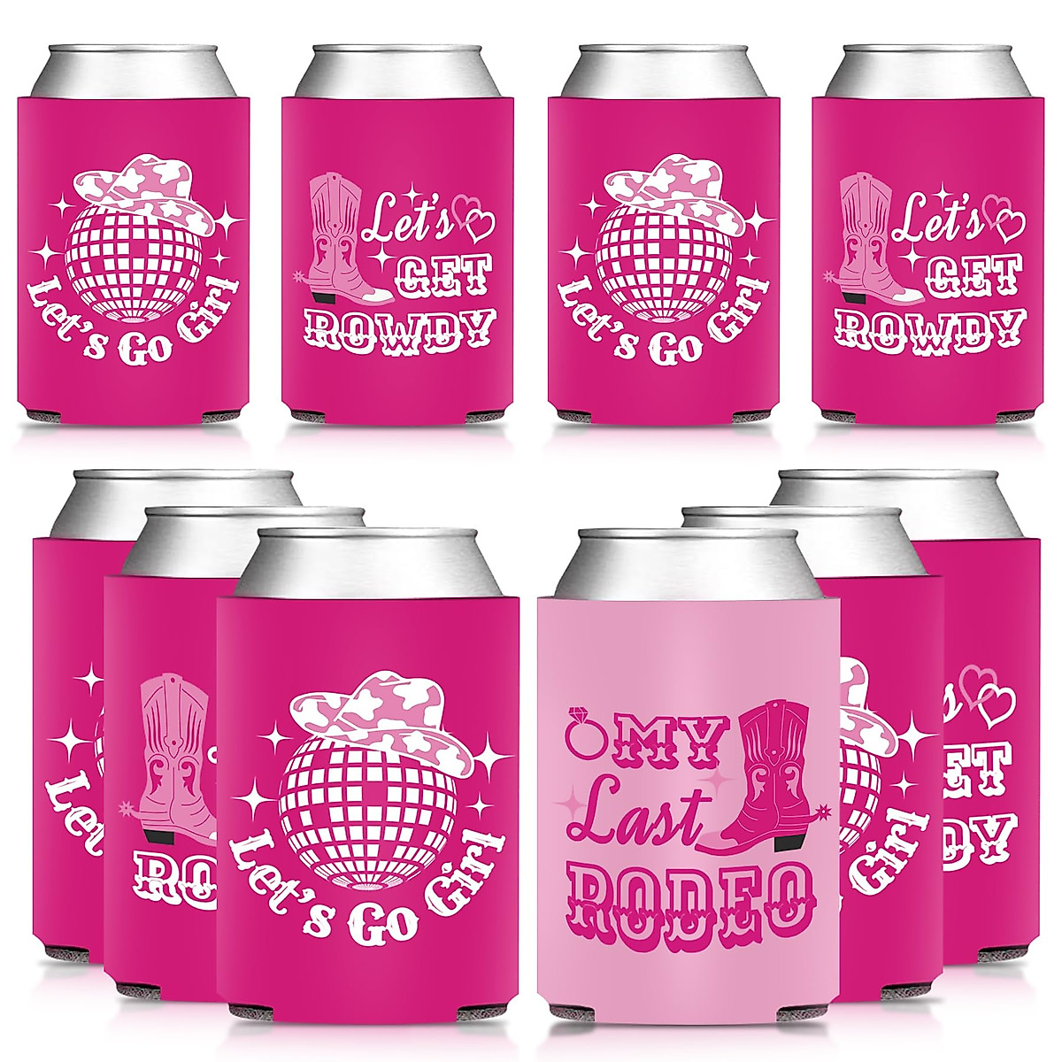 KARAQY Cowgirl Bachelorette Party Bride Vibes Can Cooler - 12 Pcs Drink Sleeve, Bachelorette for Bridal Shower, Engagement Party Decoration and Bride to Be Gift Bridesmaid Gifts