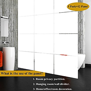 Lchen Solid Hanging Room Divider,12 Pieces Solid Board Screen Panels White Home Decoration Room Partition (White Board,15.7"x15.7"x0.03")