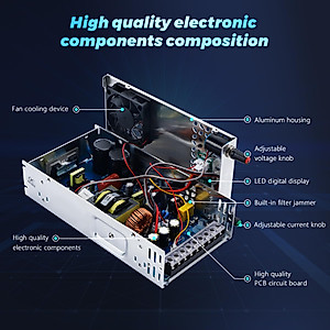 BOSYTRO 48V Adjustable dc Power Supply 600W,Switching Power Supply AC 110V/220V to DC 0-48V DC Converter with LED Digital Display, 5V 24V 36V Buck Converter for Dimmable LEDs,3D Printer,Computer Lab