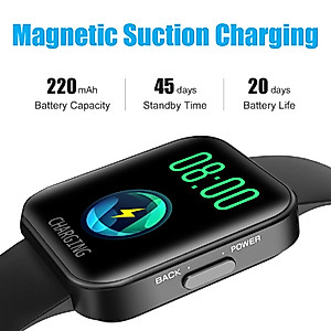 Joombonpia Smart Watch for Android Phones iPhone Compatible 1.71''Touch Screen Fitness Tracker with Heart Rate Blood Oxygen Sleep Monitor IP68 Waterproof Smart Watches for Men(Black)