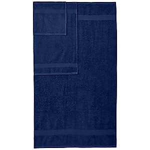Amazon Basics 6-Piece Fade Resistant Bath towel, Hand and Washcloth Set - Cotton, Navy Blue, 14.25" L x 10.85" W