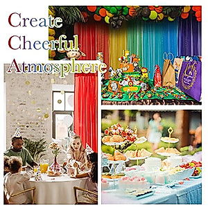 PONY DANCE 7 Pieces Rainbow Sheer Curtains - Colorful Backdrop Bright Drape Set for Playroom,Nurseries,Party,Red,Orange,Yellow,Green,Cyan,Blue,Purple,84 inch Length