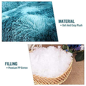 Round Dog Cat Bed Donut Cuddler, Faux Fur Plush Pet Cushion for Large Medium Small Dogs, Self-Warming and Cozy for Improved Sleep Gradient Blue, Small (20" x20")