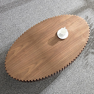 KEVINSPACE Coffee Table Oval 43.7" Wood Coffee Table for Living Room Farmhouse Coffee Table Mid-Century Coffee Table Modern Sofa Side Table Home Furniture Small Space Office Apartment Walnut