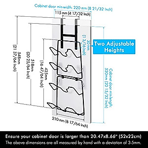 KES Pot Lid Organizer with Towel Rack for Cabinet Door, Lid Rack Holder for Pot Lids Storage Kitchen No Drill Metal Matte Black, KUR524-BK