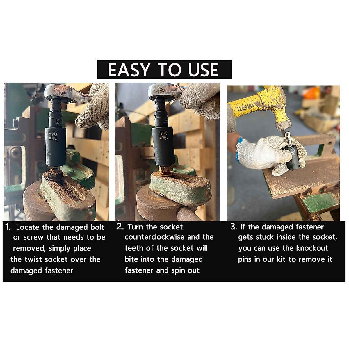 LONKER 6PCS Lug Nut Bolt Extractor Set, Twist Socket Set 1/2" Drive Rounded Bolt & Stripped Lug Nut Remover Socket Tool Kit