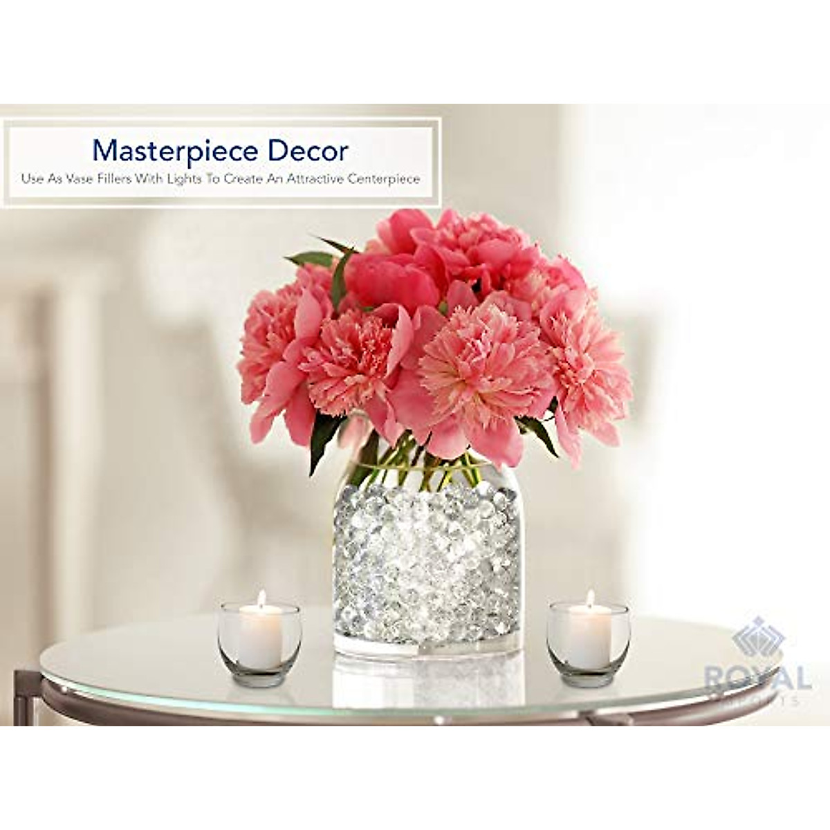 Royal Imports Water Beads Vase Filler, 1 lbs - 75,000 Clear Gel Jelly Pearls Makes 16 Gallons for Centerpieces, Weddings, Parties, Decorations, Floral, Plants