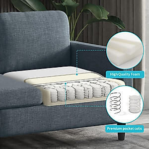 CECER 4 Seaters 2PC Sectional Sofa with Reversible Storage Ottoman, Modern Linen Fabric 3 Seat Couch & Armchair Sofa,Free Combination Sofa Set L-Shaped,Sectional Couch Living Room,Apartment,Dark Grey