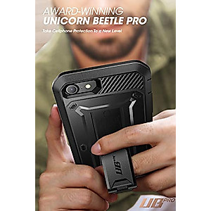 SUPCASE Unicorn Beetle Pro Series Case for iPhone SE (2022)/ iPhone SE (2020)/ iPhone 7/ iPhone 8, Built-in Screen Protector Full-Body Rugged Holster & Kickstand Case (Black)