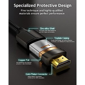 8K HDMI Cable 48Gbps 6.5FT, TESMAX Certified Ultra High Speed 8K60Hz 4K120Hz, HDCP 2.2 2.3 Dynamic HDR HDR10 eARC,Compatible with Dolby Vision Apple TV 4K/Samsung/LG/Sony/Ruko/PS5/Xbox/RTX3080/Blu-ray