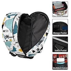 ZZKKO Cute Cartoon Dinosaurs School Backpacks Book Bag for Boys Girls Travel Hiking Camping Daypack Work Laptop Backpack