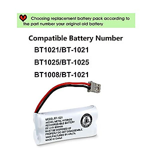 Kruta BT-1021 BBTG0798001 Compatible with Uniden BT-1021 BT1021 BT-1008 BT-1016 BT-1025 2.4V 800mAh Cordless Handset Phone Rechargeable Replacement Battery