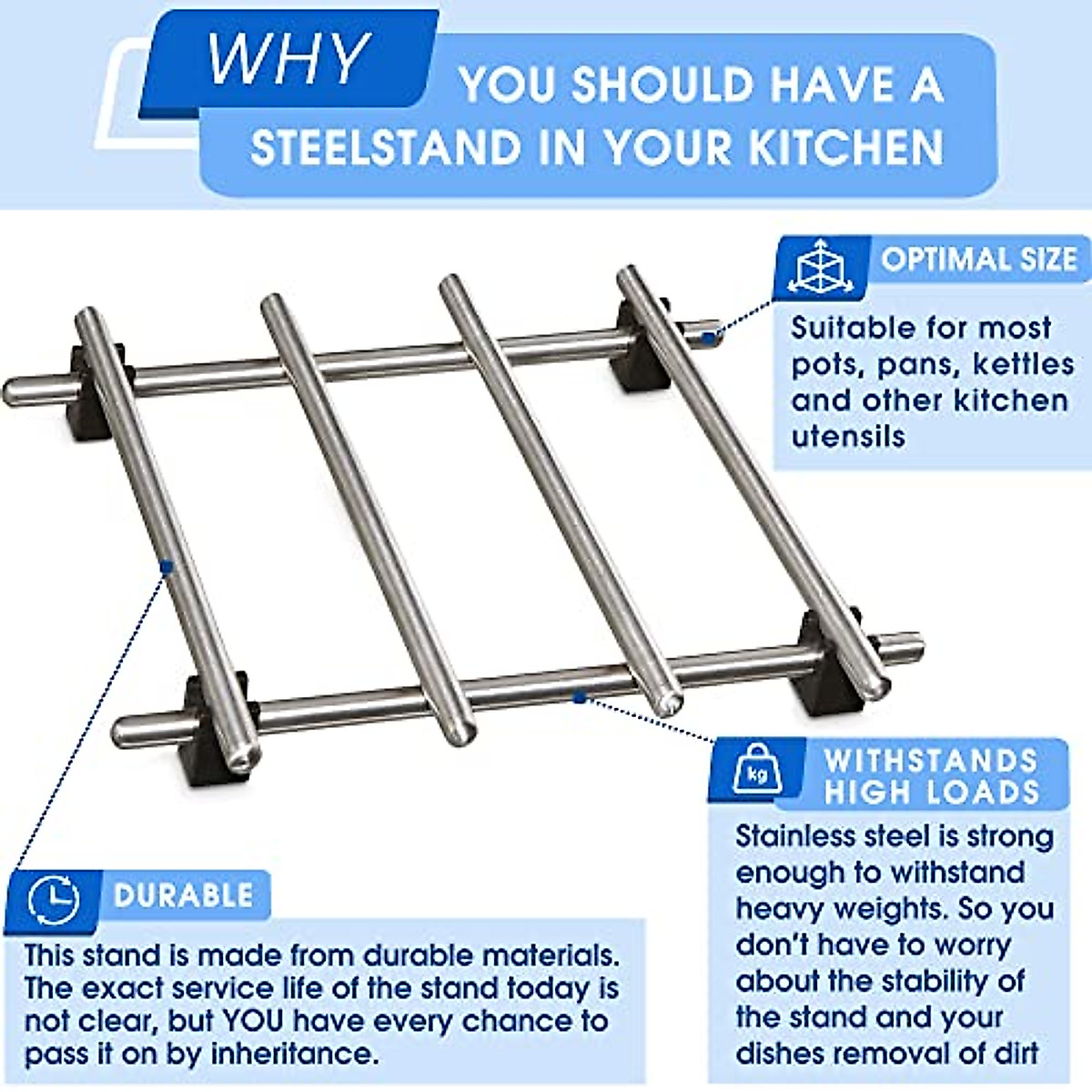 2Pcs Stainless Steel Trivet Instant Pot - 7 by 7-inch Stainless Steel Pot Stand Kitchen Trivets for Hot Dishes - Cast Iron Trivet for Wood Stove Trivet Runner - Trivets for Kitchen Counter Pot Holder