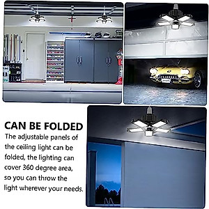 BUTIFULSIC Five Leaves Garage Light Outdoor Ceiling Lights Deformable Lamp Recessed Light Bulbs Ceiling Lamp with Adjustable Garage Lights Garage Ceiling Light Black Plastic