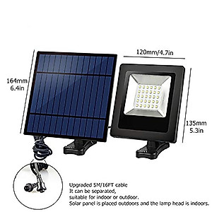 Solar Outdoor Lights Garden LED Flood Lights with Extension Cable Dusk to Dawn Security Waterproof Landscape Lighting for Barn,Ceiling Porch, Cabin roof,Tree,Doorway,Yard,Street(Warm White)
