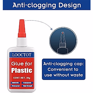 LOOCTOT 30g Plastic Glue,Adhesive for Legos&Miniatures,3D Printing,Toy Car,ABS,PVC;Super Instant Glue Bonding Between Plastics, Waterproof Clear