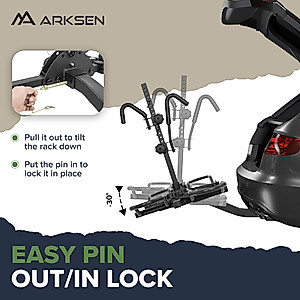 Arksen 2" Hitch Mounted Rack Smart Tilting 2-Bike Platform Style Carrier for Standard, Fat Tire, and Electric Bicycles -150 lbs Heavy Weight Capacity