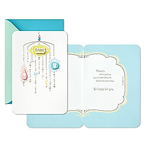 Hallmark Pack of 2 Baby Shower Cards (Baby Girl Lambs and Gender Neutral Mobile)