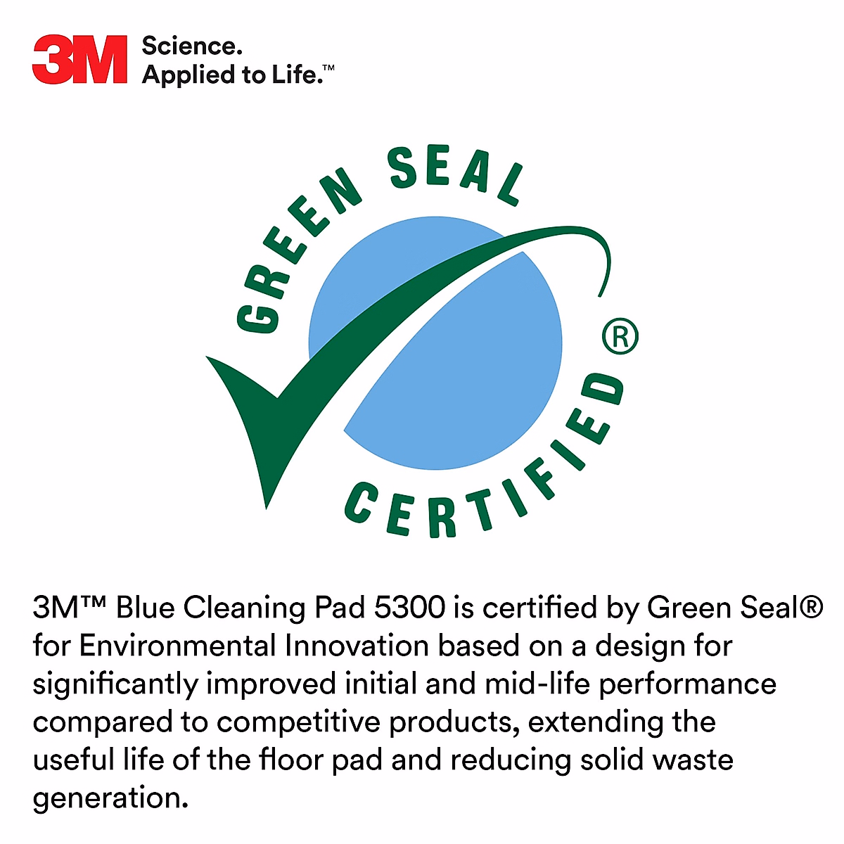 3M Blue Cleaner Floor Pad 5300, 11", 5/Case, Heavy Duty Scrubbing Pad for Hard Surface Floors
