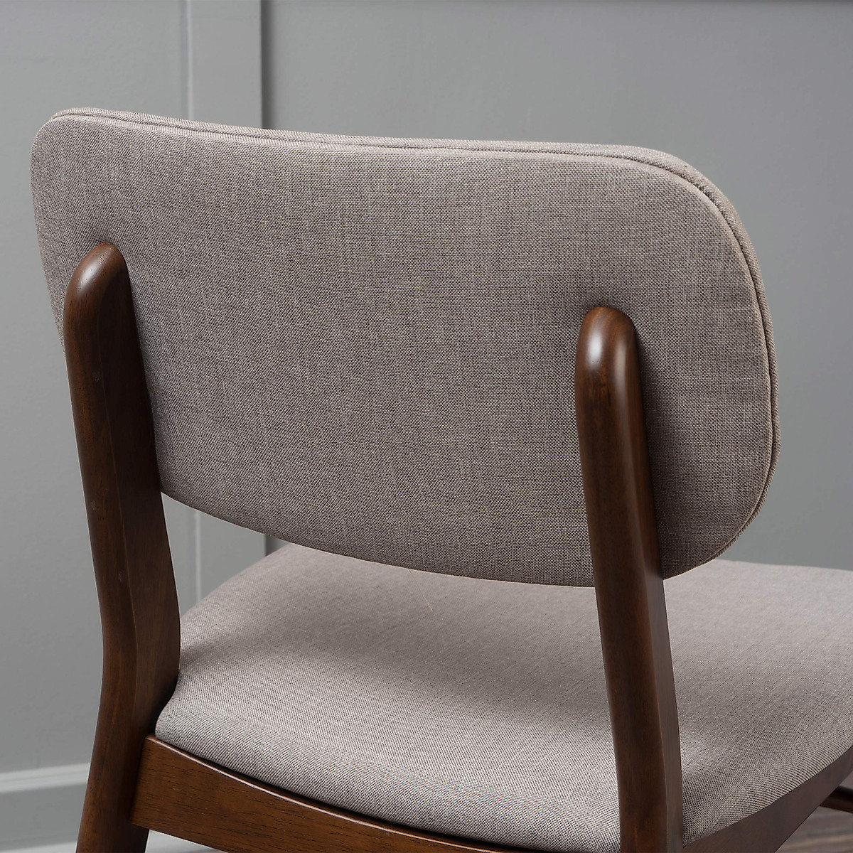 Christopher Knight Home Colette Fabric with Walnut Finish Dining Chairs, 2-Pcs Set, Light Grey / Walnut