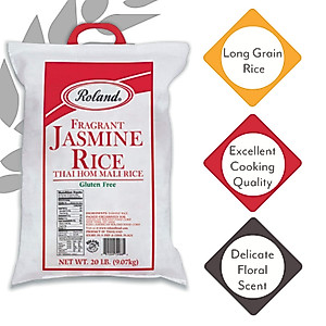 Roland Foods Fragrant Jasmine Rice from Thailand, 20 Lb Bag