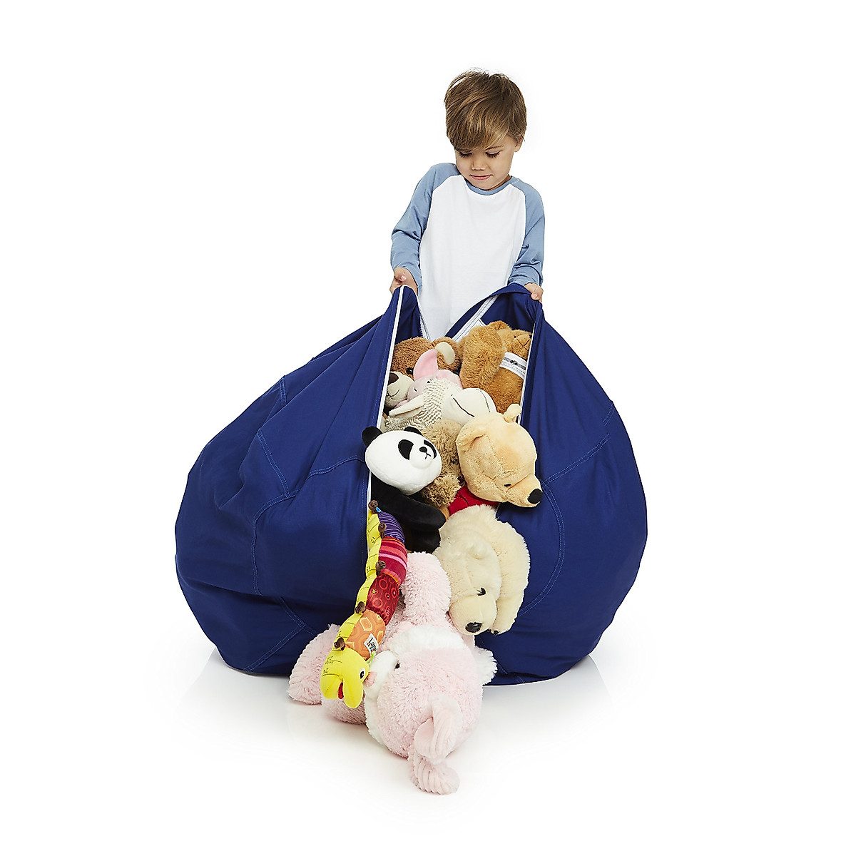 Delmach Bean Bag Chair Cover | Stuffed Animal Storage | 38" Width Extra Large | 100% Cotton Canvas | Double Stitched | Durable Zipper | Fill with Anything Soft | Beans not included