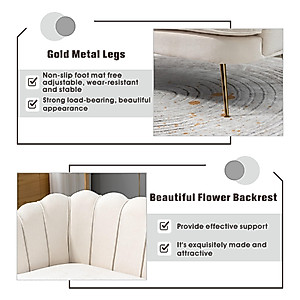 Sinzho & Wiyfun 59" W Upholstered Small Loveseat Sofa 2-Seat Couch Settee Love Seat with Gold Metal Legs for Small Space Mini Room, Chenille Fabric, Beige