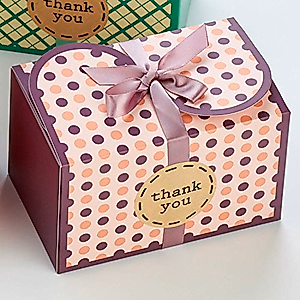 Hayley Cherie - Gift Treat Boxes with Ribbons and Thank You Stickers (20 Pack) - 6.5 x 4 x 4 inches - Thick 400gsm Card - For Cookies, Goodies, Candy, Parties, Christmas, Birthdays, Weddings