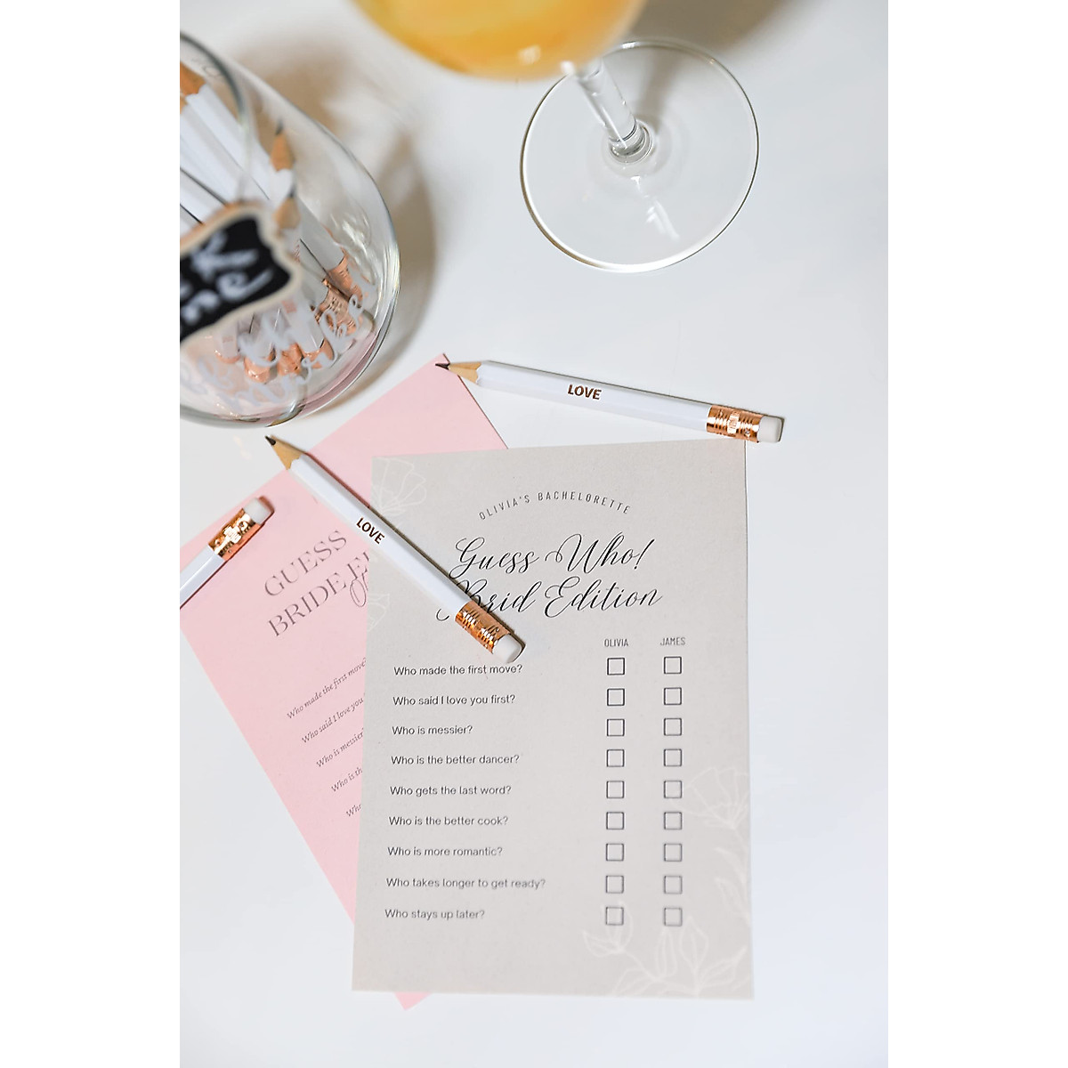 50 Pack Bridal Shower Pencils for Bridal Shower Games 50 Guests Perfect Mini Pencils Wedding Pens for all Wedding Shower Games Baby Shower Pencils or Golf Pencils with Erasers | Bridal Shower Pens