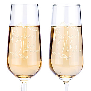 Be Burgundy Set of 2, Personalized Wedding Champagne Flutes, Floral, Toasting Glasses for Bride and Groom, Wedding Toast Glasses, Wedding Registry By Brides Name, Wedding Gift