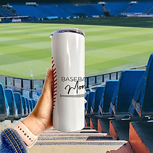 Trend Setters Baseball Mom – Iridescent Finish – One 20 oz Stainless Steel Travel Tumbler with Straw – Double Wall Vacuum Insulation– Keep Beverages Cold For Up to 18 Hours or Hot for 6 Hours