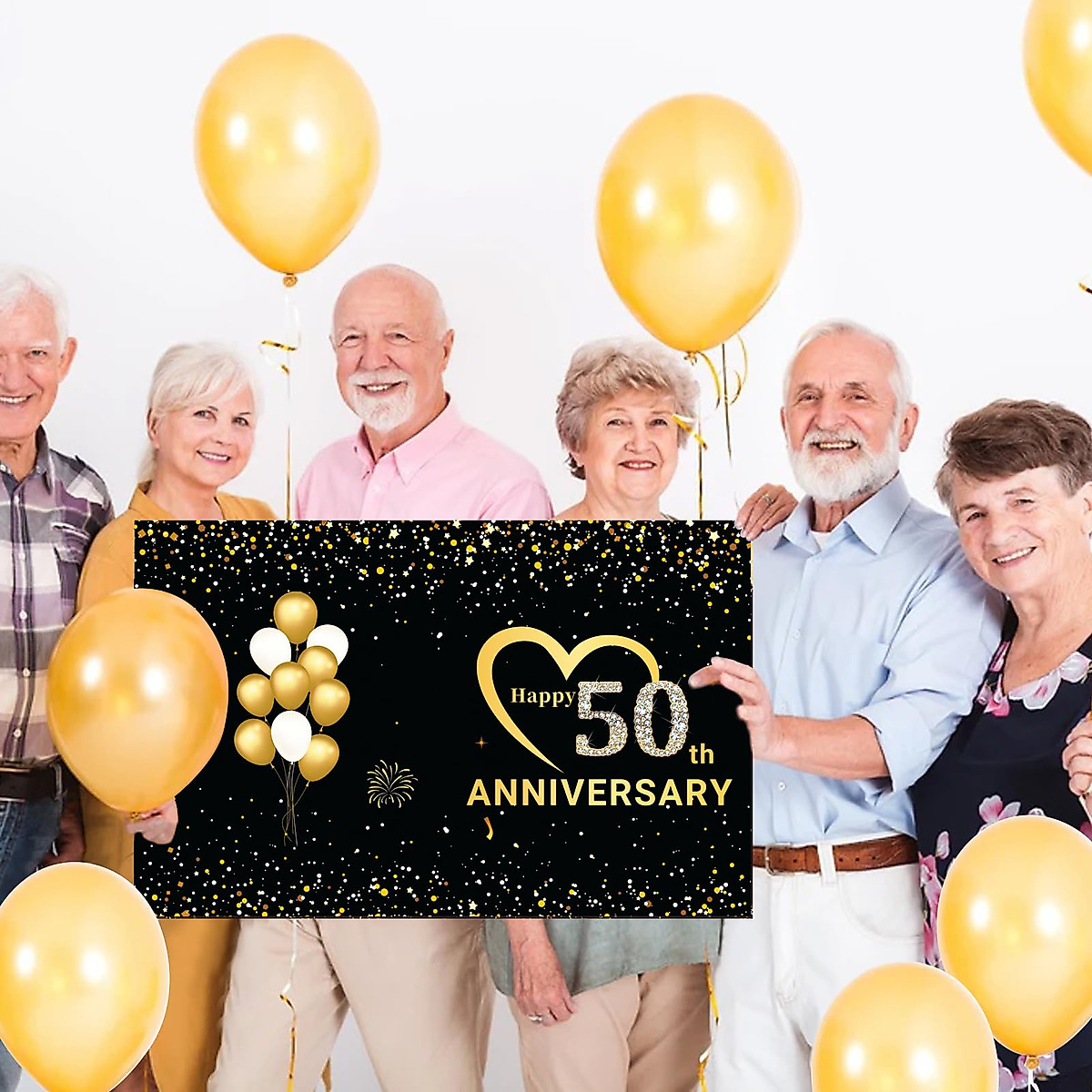 Jumbo 50th Anniversary Card with Envelope, Giant Anniversary Party Greeting Card, Extra Large Guest Book Message Greeting Cards,Big Anniversary Card for Women Men,Happy Anniversary Party Decorations