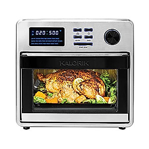 Kalorik MAXX Digital Air Fryer Oven, 16 Quart, 9-in-1 Countertop Toaster Oven and Air Fryer Combo, 21 Smart Presets, 9 Easy-to-Clean Accessories, 1600W, Stainless Steel