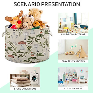 Kigai Cotton Rope Basket Mushroom Pattern Large Storage Basket for Toys Blanket Baby Laundry Basket for Nursery, Closet, Bedroom, Home Organization