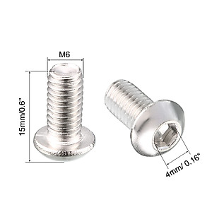 uxcell M6 x 12mm Stainless Steel Hex Socket Button Head Screws Bolts 20Pcs