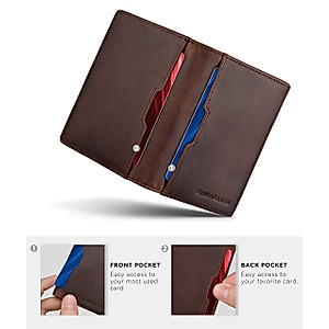 SERMAN BRANDS Wallets for Men Slim Mens leather RFID Blocking Minimalist Card Front Pocket Bifold Travel Thin (Texas Brown 5.S)