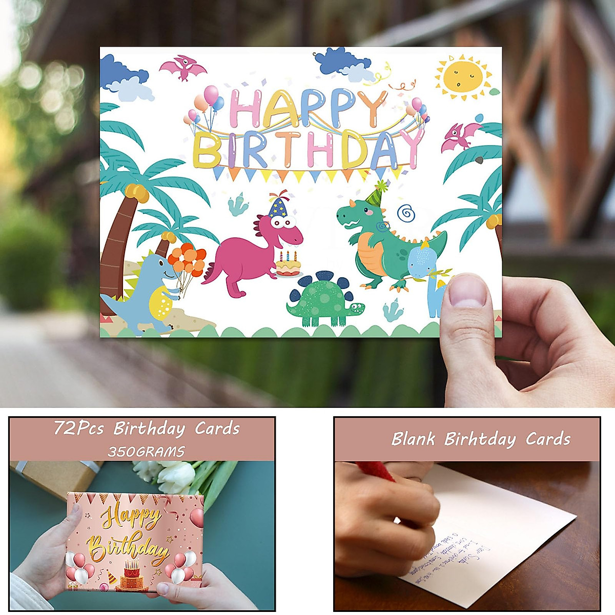 72 Happy Birthday Cards with Envelopes, Birthday Cards Bulk with Box, Blank Inside, 24 Unique Designs, 5x7 inches, Assorted Birthday Greeting Cards for Kids and Women