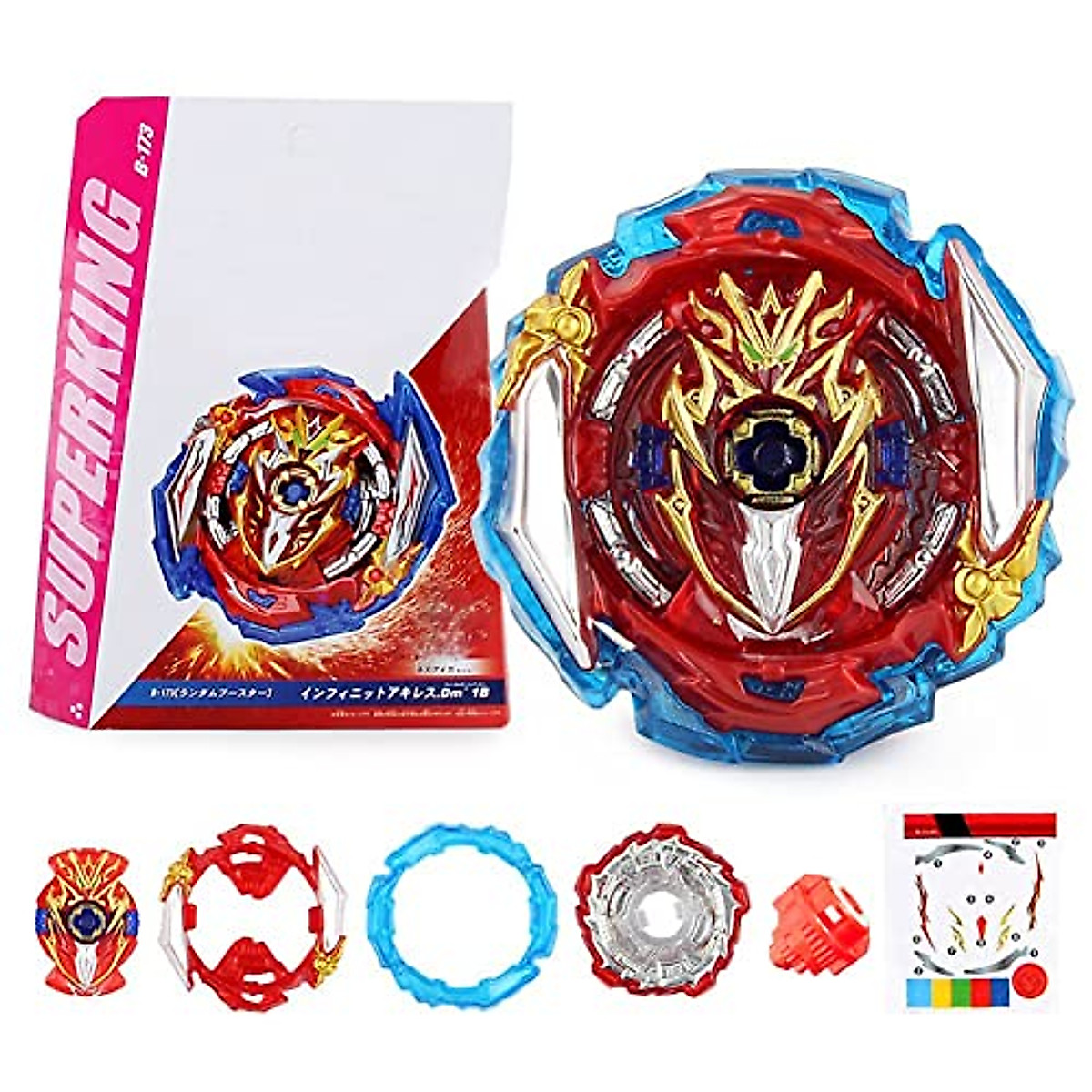 Konikiwa Bey Battling String Launcher, Infinite Achilles Top Burst Launcher Set, DB Launcher Left and Right Spin Launcher Compatible with All Bey Burst Series - Red
