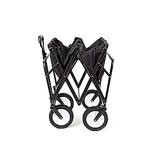 MacSports Collapsible Folding Outdoor Utility Wagon (Black) and Sport-Brella Versa-Brella SPF 50+ Adjustable Umbrella (Gray)