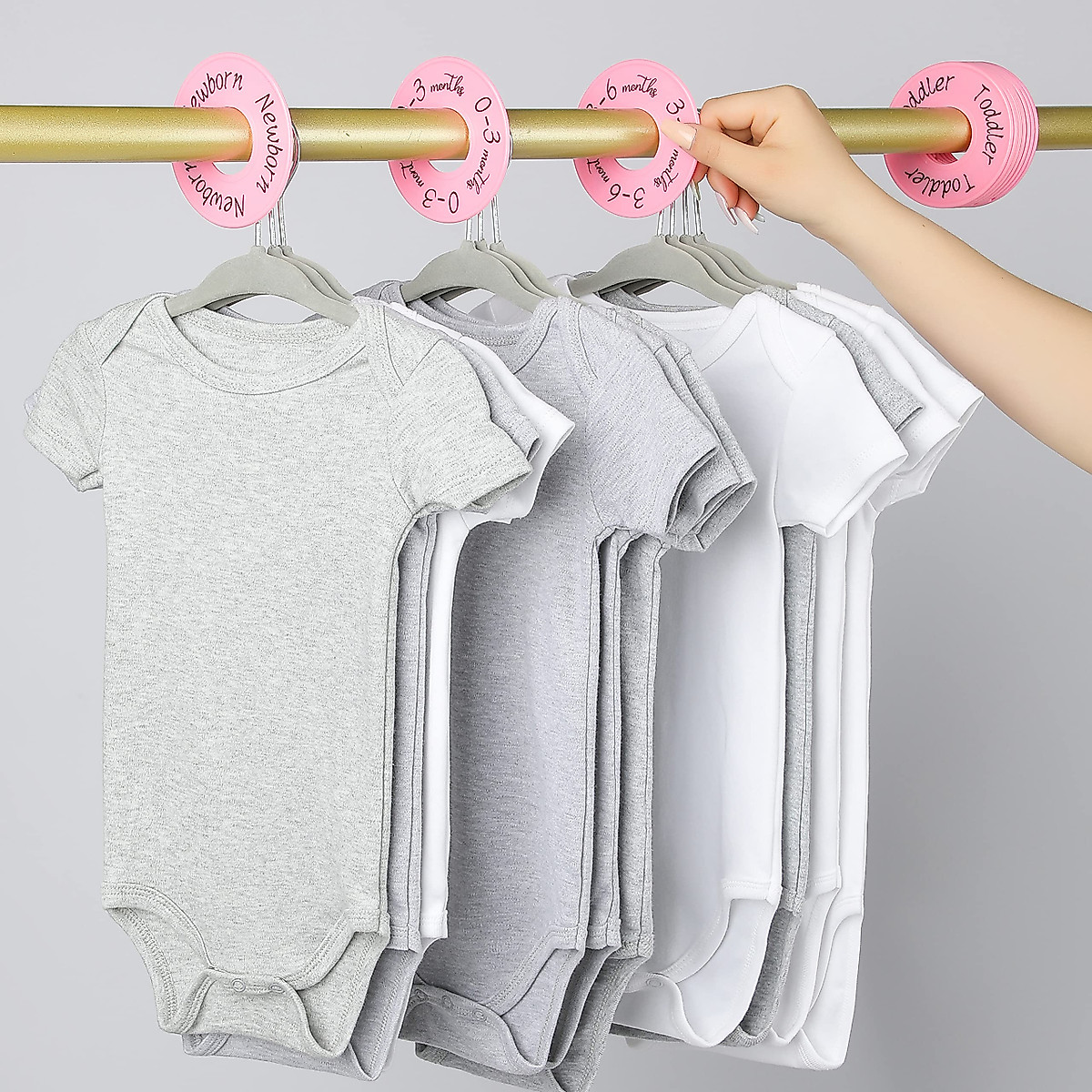 Dabancy Baby Closet Dividers - Set of 10 from Newborn to Toddler and 2 Blanks with Colored Box,Baby Size Divider Fits 1.65" Rod- [White Unisex]