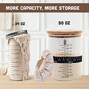 Large Sourdough Starter Kit | 50oz Wide Mouth Glass Jar | Bread Baking Kit for Beginners | Sourdough Starter Jar | Sourdough Baking Kit | Sourdough Jar Wide Mouth | Sourdough Starter Jar Glass