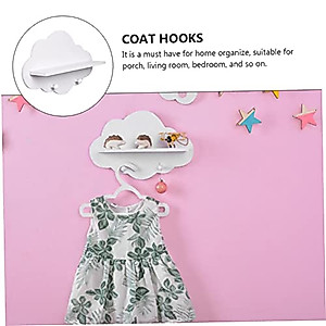 YaptheS Wood Floating Shelf, Cloud Shelves White Cloud Shape Wood Floating Shelf Coat Hanger Storage Rack Nursery Accessories, Nursery Accessories