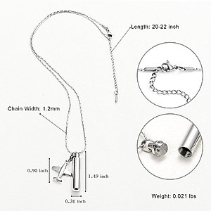 constantlife Cylinder Cremation Jewelry for Ashes 316L Stainless Steel Urn Pendant Memorial Necklace with Small Accessories Charms Keepsake (Airplane)