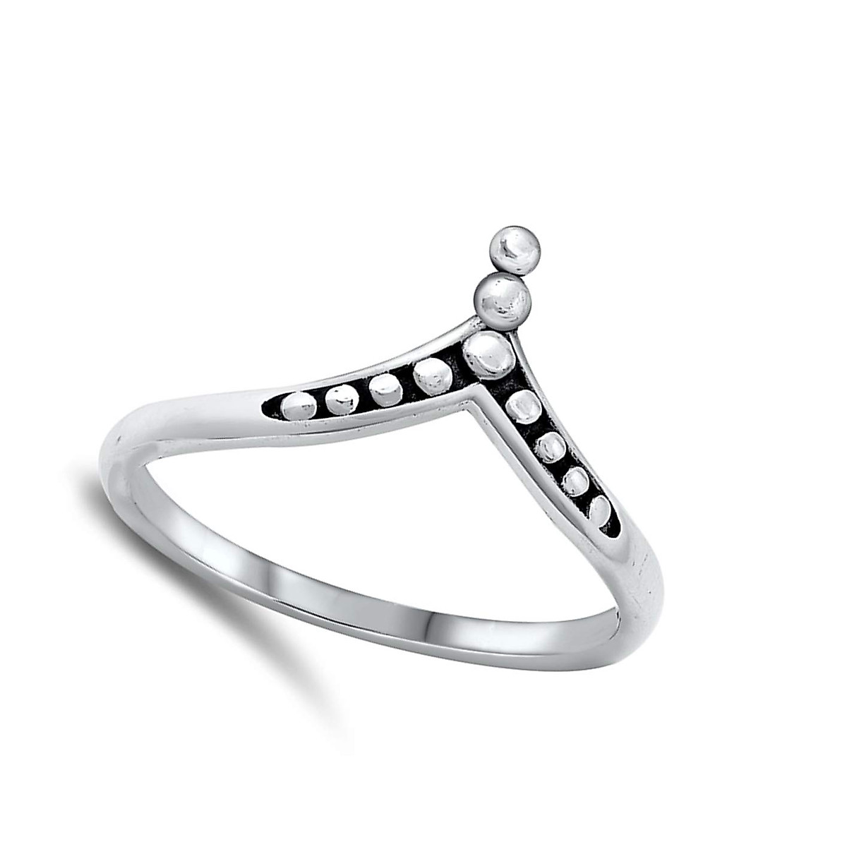 Bali Bead Chevron Ring New .925 Sterling Silver Band Size 9