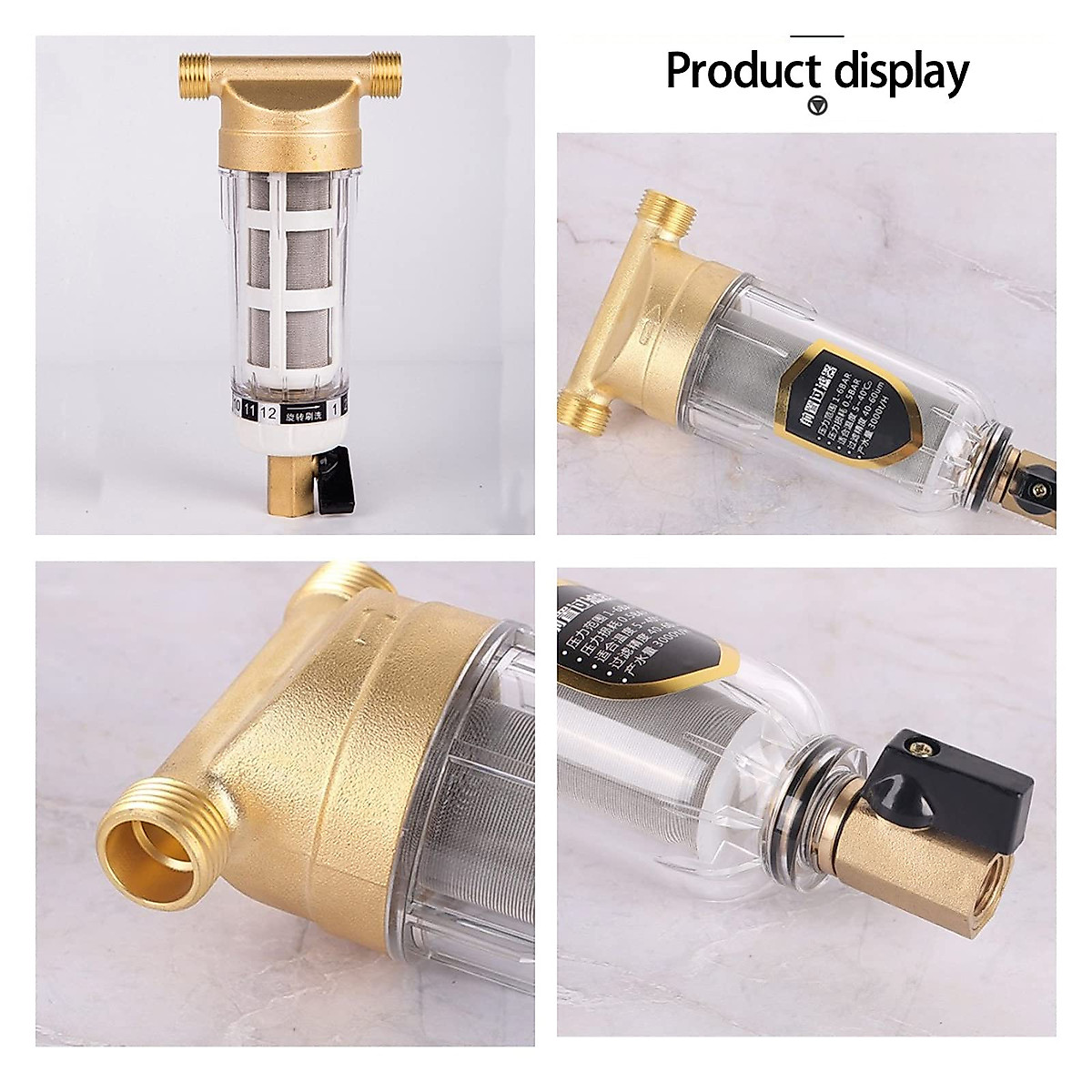 CJGS Water Pre-Filter,Whole House Spin Down Sediment Water Filter- Flushable Prefilter Filtration for Whole House Water Filter Purifier System Pipe Diameter 25mm