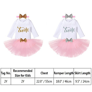 2nd Birthday Snowflake Outfit Toddler Baby Girl Cake Smash for Photo Shoot Romper Tutu Skirt Headband Christmas Themed Second Winter Onederland 2nd Birthday Decorations Party Supplies Pink Silver Two