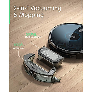 zoozee Z50 Robot Vacuum Cleaner with 3000Pa Max Suction Power, Vacuum and Mop 2-in-1,5200mAh Super Battery Life,Quiet and Self-Charging, Pet and Carpet Friendly Robtic Vacuum, Works with Siri Alexa