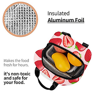 Fashion Strawberry Lunch Box Travel Bag Picnic Bags Insulated Durable Shopping Bag Back To School Reusable Waterproof Bags For Man Woman Girls Boys