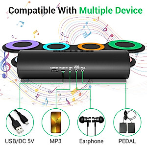 ROCKSOCKI Electric Drum Set, 7-Pad Electronic Drum Set with Headphone Included, Roll-up Drum Pad For Kids, Great Holiday Xmas Birthday Gift (Dual Speakers)