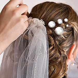 Hicarer 18 Pieces Wedding Pearl Hair Pins Bridal Rhinestone Pearl Hair Clips Hair Accessories U Shaped Bobby Pin Hair Barrette for Bride Bridesmaid Women Hair Style(White-Gold)